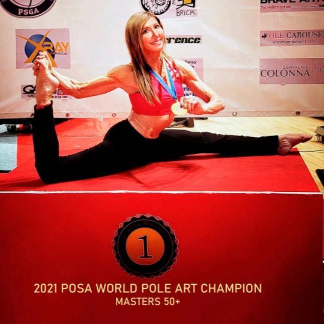 She is 71 years old and a pole dancing world champion. Amazing woman