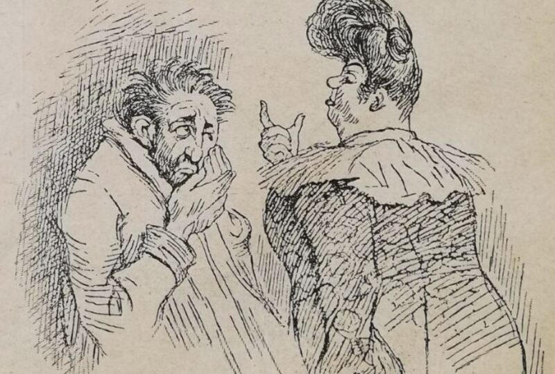 Where lurks the monster goading this lady? A very ancient riddle.